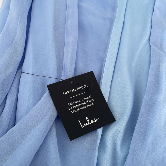 Lulus | Dresses | Nwt Elegant Invite Light Blue Ruffled Oneshoulder ...